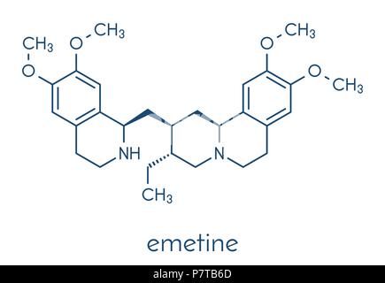 Emetine molecule. Has emetic (induces vomiting) and anti-protozoal ...