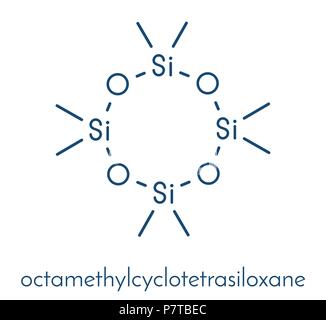 Octamethylcyclotetrasiloxane (D4 silicone) molecule. Skeletal formula ...