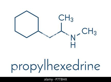 Propylhexedrine molecule. Used as nasal decongestant and stimulant ...