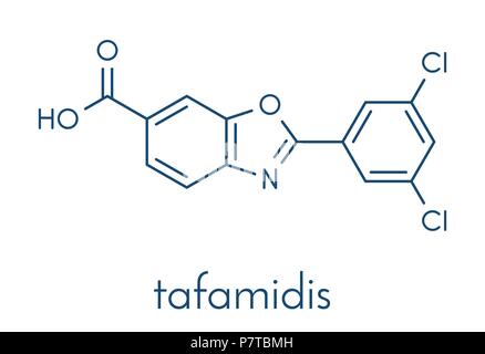 Tafamidis familial amyloid polyneuropathy (FAP) drug molecule. Skeletal ...