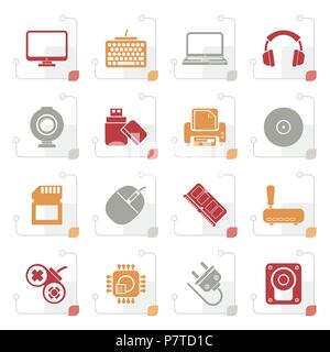 Computer peripherals and accessories icons - vector icon set Stock ...