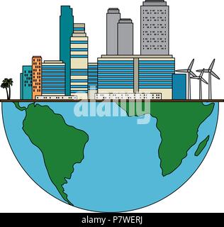 half world with buildings cityscape Stock Vector Image & Art - Alamy