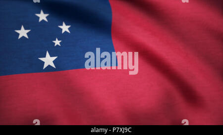 National flag of Samoa: red background and blue square in upper left ...