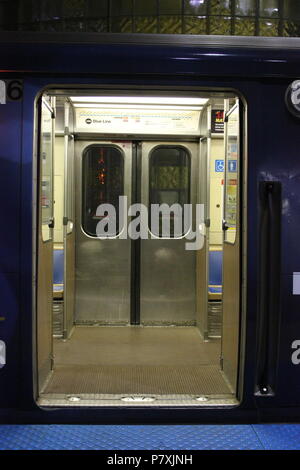 CTA Blue line train car interior, number 3072 Stock Photo - Alamy