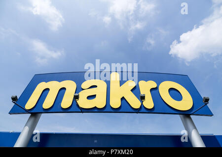 Makro sign at branch. Makro is an international brand of Warehouse ...