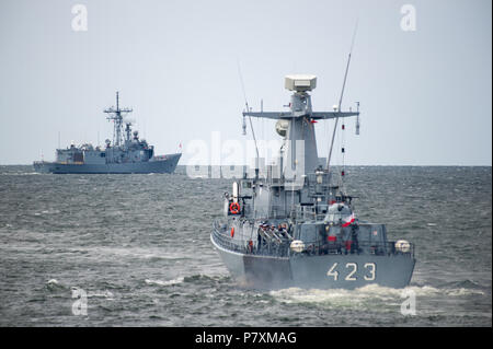 A Polish an Orkan class fast attack craft ORP Grom and emergency tow ...