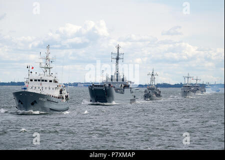 Polish Lublin-class minelayer-landing ship ORP Gniezno 822 during Naval ...