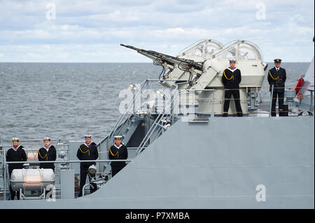 Polish Lublin-class minelayer-landing ship ORP Gniezno 822 during Naval ...