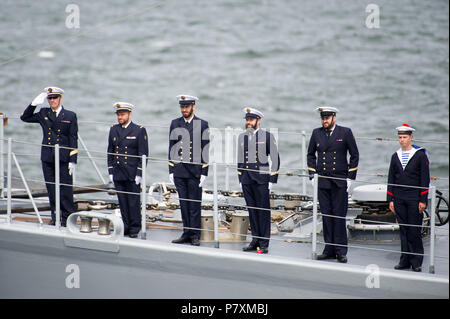 French Tripartite class minehunter M652 Céphée during Naval Parade to ...