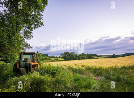 Abandoned old tractor in a field in San Miguel, Tenerife, Canary ...