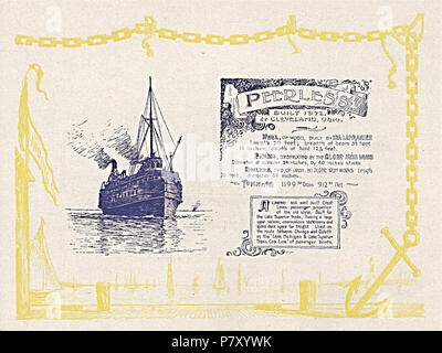 English: Great Lakes steamship Peerless . 1895 or before 308 Peerless ...
