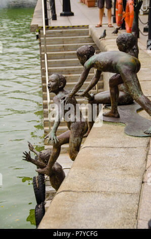 "The First Generation", bronze sculpture by Chong Fah Cheong, boys ...