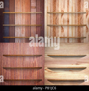 Wooden bookshelf background Collection, Four different bookshelf Stock ...