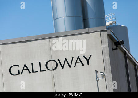 A logo sign outside of the headquarters of the Galloway Company in ...