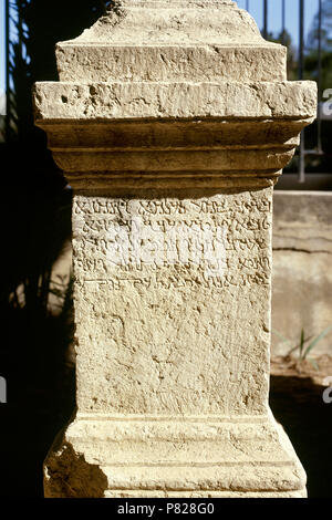 Syria. Palmyra city. Stone altar with inscription in cursive Palmyrene ...