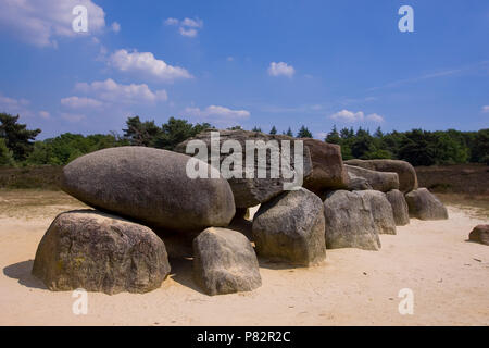 Hunebed in het bos bij Havelte; Ancient construction in forest at ...