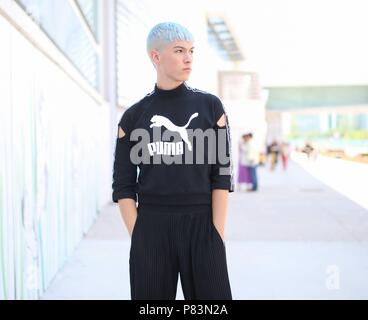 Madrid, Spanien. 07th July, 2018. Nora Vara posing on the street during ...