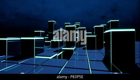 techno city lanscape, wallpaper Stock Photo - Alamy