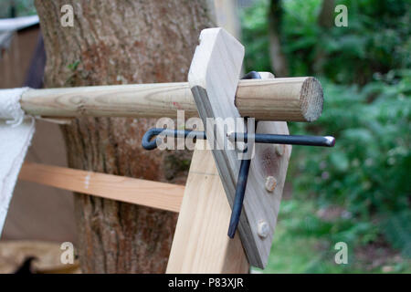 Traditional medieval or viking cloth weaving loom Stock Photo - Alamy