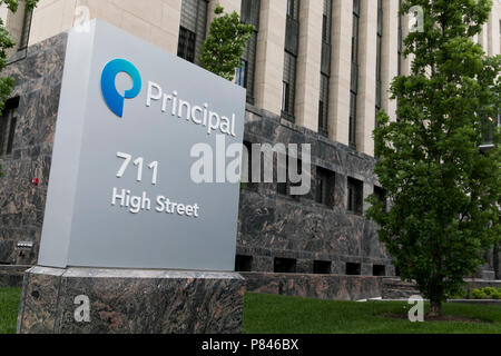 A logo sign outside of the headquarters of The Principal Financial ...