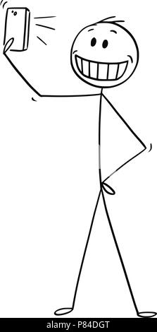 Stickman taking selfie vector illustration. Ux design stick figure with ...
