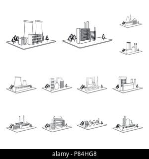 Isometric icons set with Blast furnace slag and pig iron tapping. Iron ...