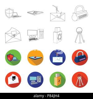 Virus, monitor, display, screen .Hackers and hacking set collection icons in cartoon style ...