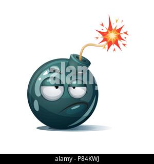 Cute, funny, crazy - cartoon bomb character. Yearning smiley Stock ...