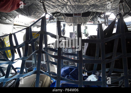 View from inside passenger helicopter taking off from St Ives airport ...