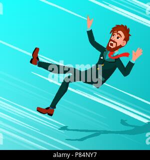 Cartoon illustration of screaming man falling from sky Stock Photo ...