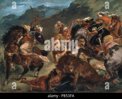 Delacroix Eugène - Lion Hunt 1 Stock Photo - Alamy