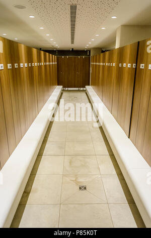 Modern Storage lockers in a swimming pool with bench , and led lighting ...