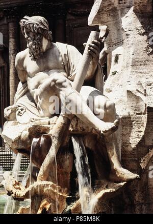 PLAZA NAVONA-FUENTE DE LOS 4 RIOS- 1648/1651 - FOTO AÑOS 60. Author ...