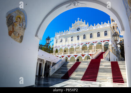 The famous church of Panagia Megalochari Evangelistria, Tinos island, Cyclades, Greece Stock ...