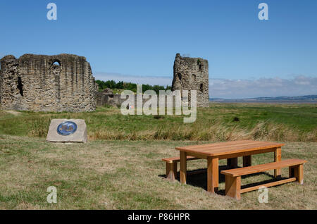 Flint, UK. June 9, 2018. A plaque with a design based around the Flint ...