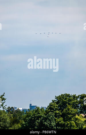 Windsor, UK. 10th Jul, 2018. The RAF 100 FLypast, including these ...