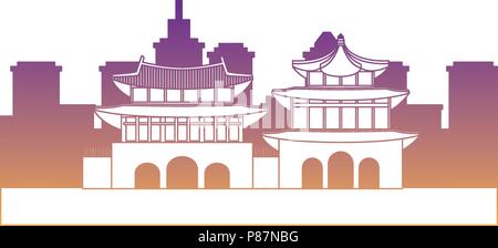 South korea landmarks icon over white background, vector illustration ...