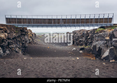 Bridge between continents at the mid-Atlantic Ridge on the surface of ...
