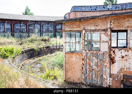 Gniezno / Poland - Old, german railway roundhouse. Ruins, rust and ...