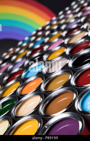 Buckets full of rainbow colored oil paint Stock Photo - Alamy