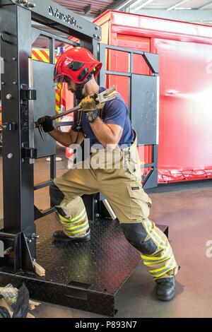 DEMONSTRATION OF FIREFIGHTING MATERIAL Stock Photo - Alamy
