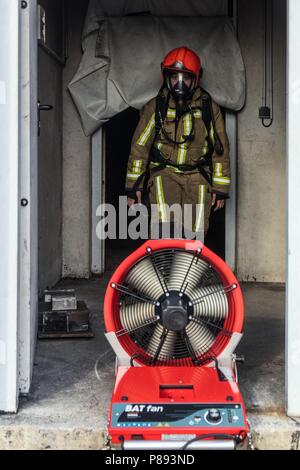 DEMONSTRATION OF FIREFIGHTING MATERIAL Stock Photo - Alamy