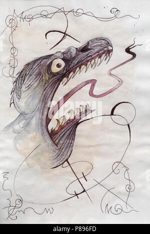 Cartoon illustration of a dinosaur hunchback Stock Photo - Alamy