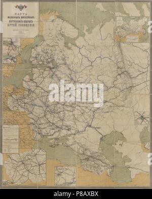 Map of Roads, Railroads and Inland Waterways of the Russian Empire ...