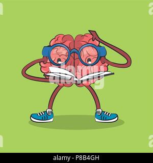Vector illustration of funny brain reading newspaper Stock Vector Image ...