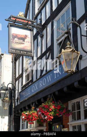 Restaurant and Pub sign with a Tudor style font outside a Tudor style ...