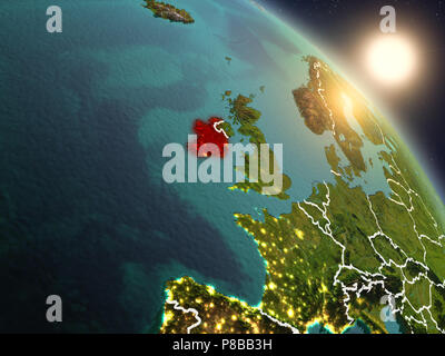 Ireland from space on planet Earth at night with visible country ...
