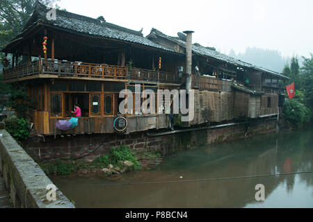 A walk through the ancient town of Shangli near Ya'an city in Sichuan ...