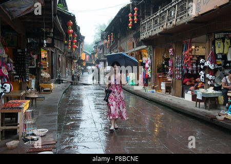 A walk through the ancient town of Shangli near Ya'an city in Sichuan ...
