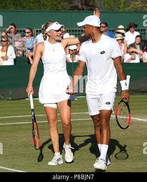 Harriet Dart and Jay Clarke during the doubles on day eight of the ...